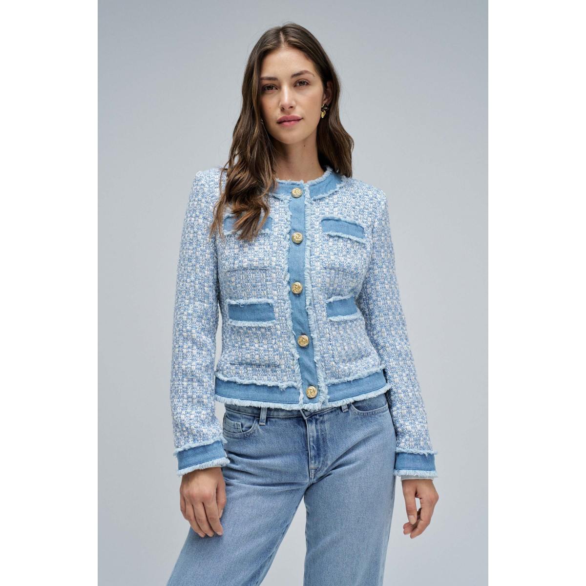 Tweed Jacket with Denim Details - SALSA JEANS